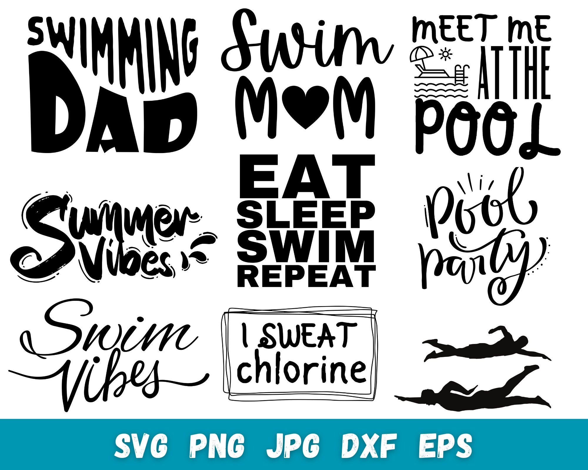 Swimming Svg Bundle, Swimmer Svg, Svg Files for Cricut, Swimming Quotes ...