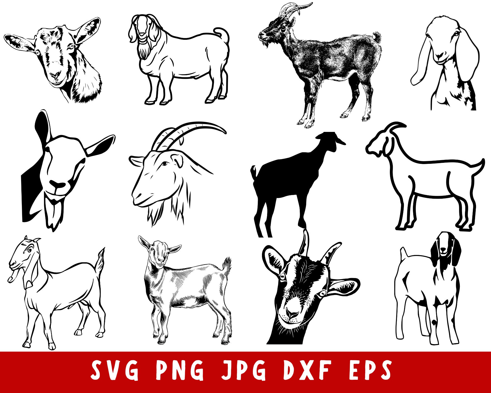 Goat Svg Bundle, Farm Animal Svg, Goat Png, Farm Life Svg, Animal Svg ...