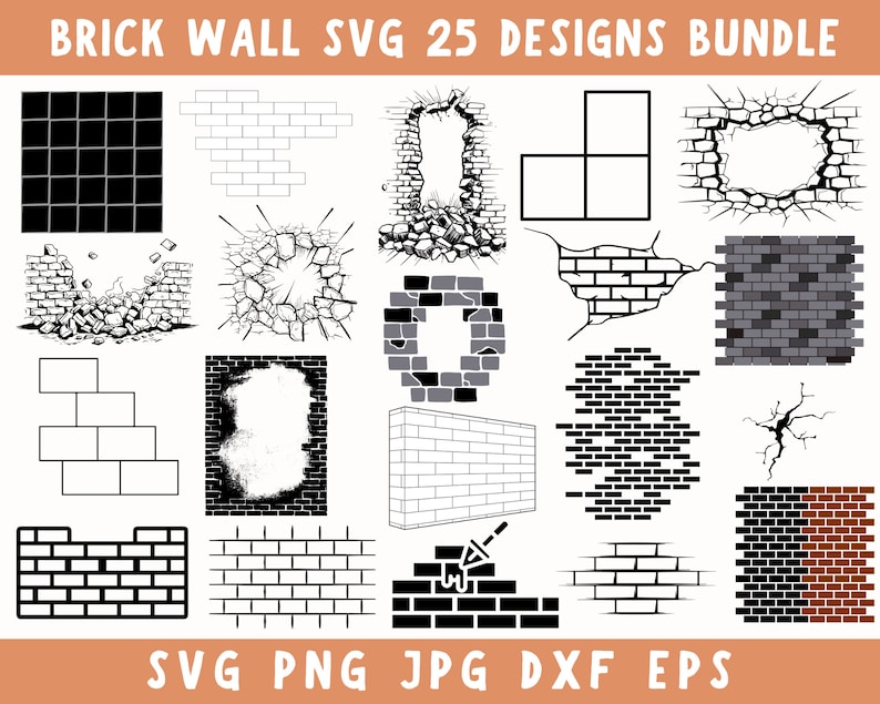 Brick Wall Svg Bundle,bricks Pattern Svg Png, Brick Wall Png, Bricks ...