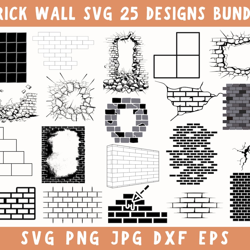 Brick Wall Svg - Etsy