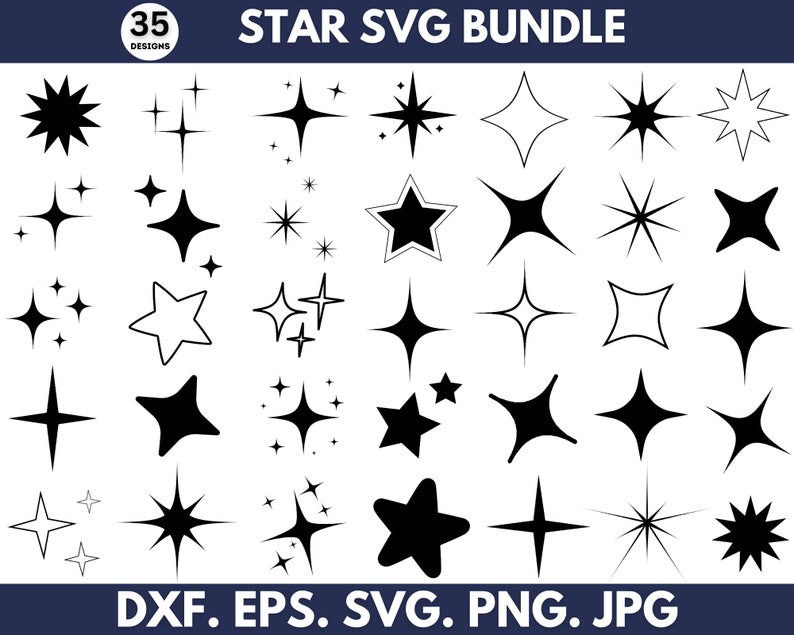 35 Star Svg Bundle, Star Png, Stars Silhouette, Star Vector, Star ...