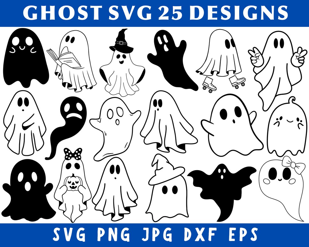 Ghost Svg Bundle, Cute Ghost Svg, Ghost Png, Horror Svg Cut Files ...