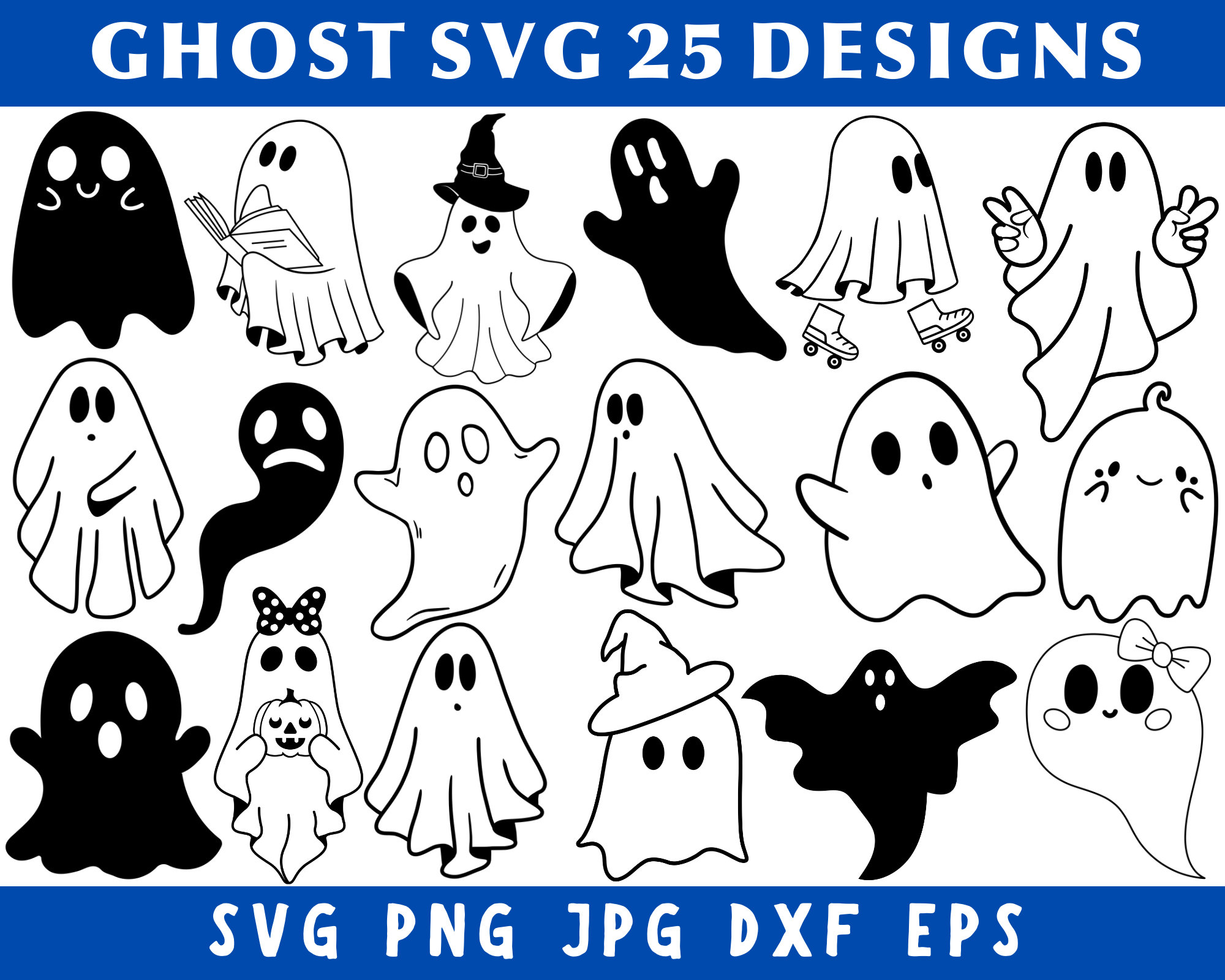 Ghost Svg Bundle, Cute Ghost Svg, Ghost Png, Horror Svg Cut Files ...