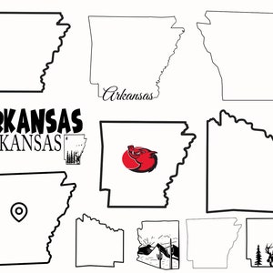 Arkansas State Outline Svg Bundle, Arkansas Png, Arkansas Cut File ...
