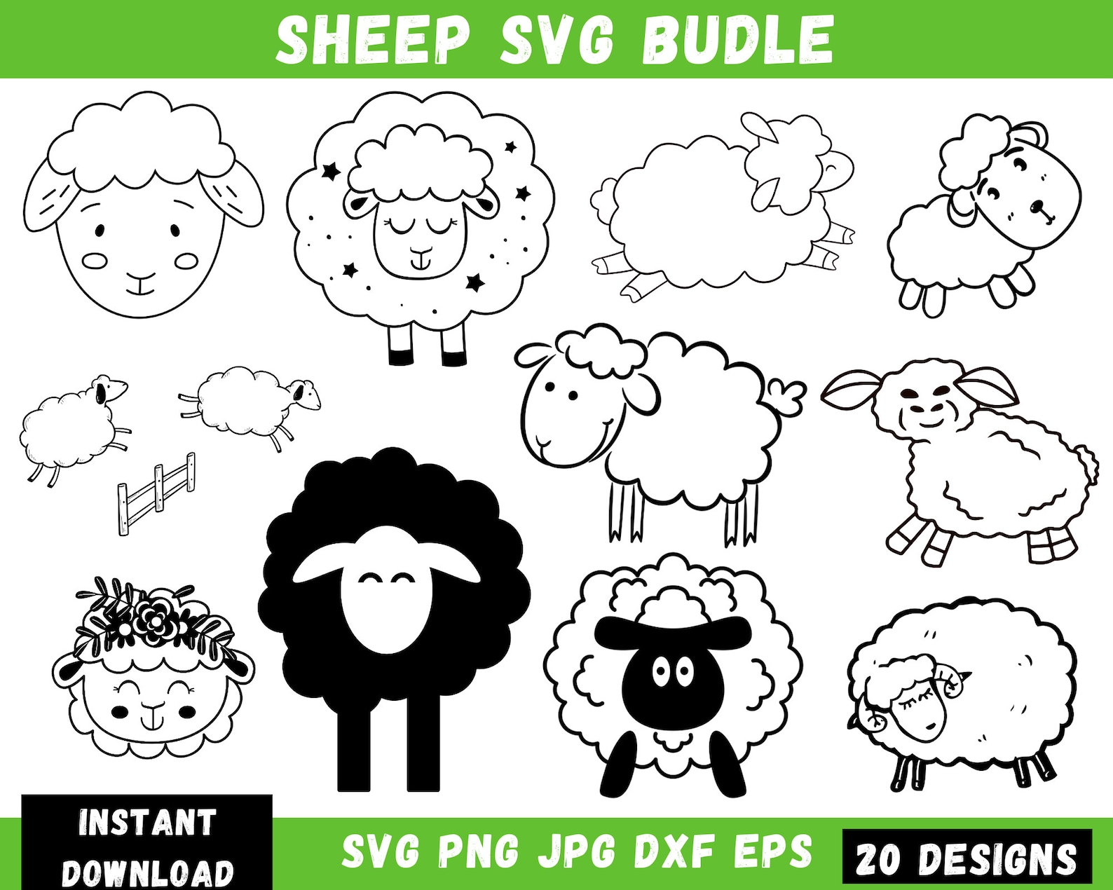 Schaf-Svg-Bundle, Schaf Png, Lamm SVG, Schaf Clipart, Tier-Svg-Bundle, SVG-Dateien für Cricut ...