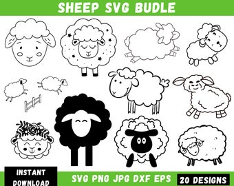 Sheep Svg Bundle, Sheep Dxf, Sheep Clipart, Farm Animal Svg, Sheep Png ...