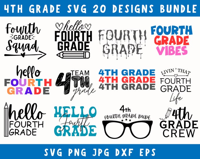 4th Grade Svg, Back to School Svg, Fourth Grade Svg, 4th Grade Teacher ...