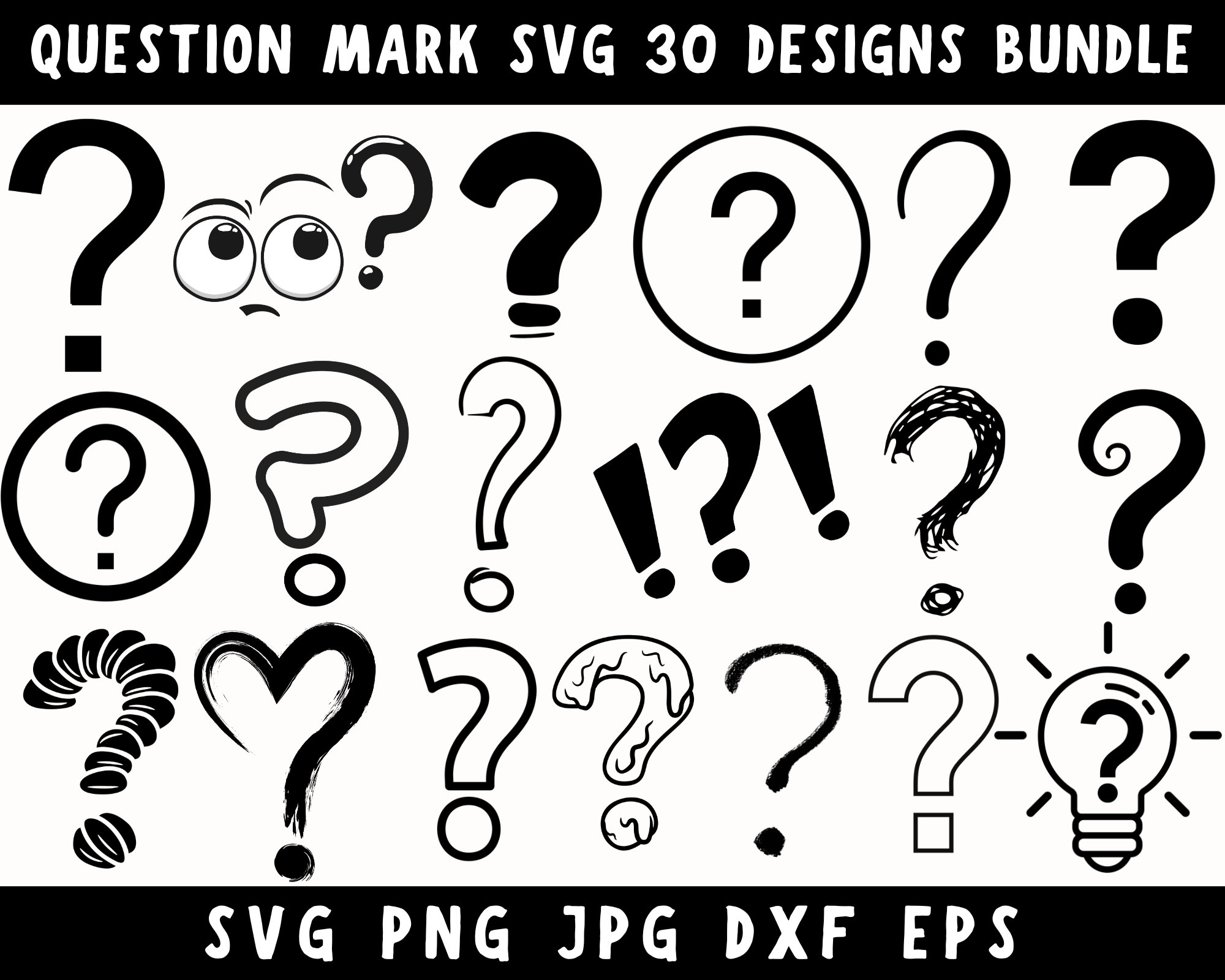 30 Digital Designs Question Mark Svg Png Bundle, Silhouette / Cricut ...