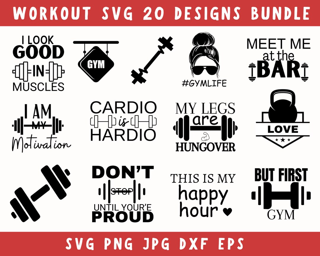 Workout Svg, Work Out Clipart, Workout Vector, Motivational Svg, Weight ...