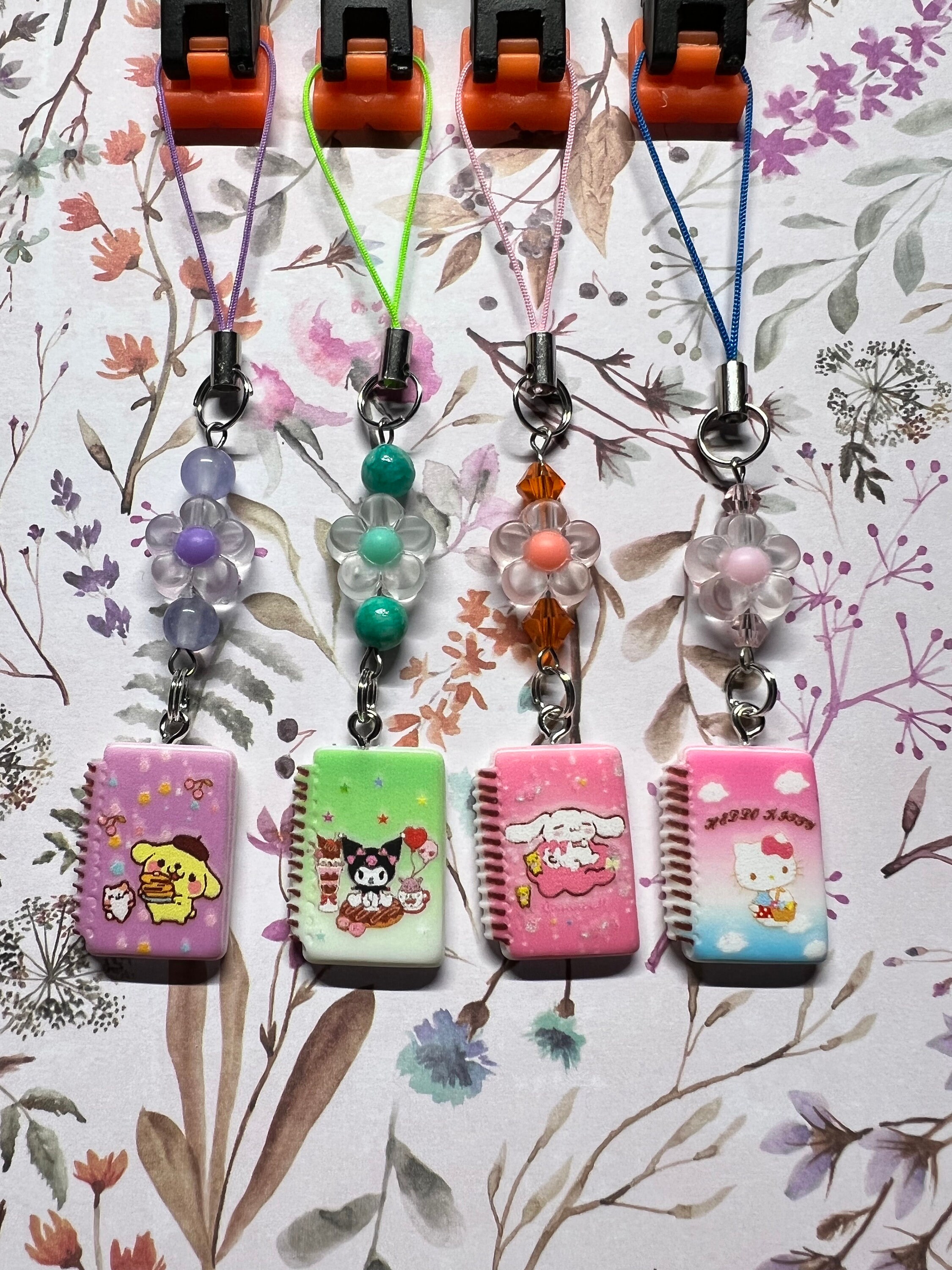 Hello Kitty and Friends Notebook Phone Charms L Sanrio Keychains - Etsy