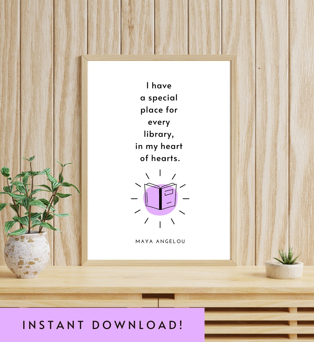 Book Library Maya Angelou Quote Instant Digital Print Download - Etsy