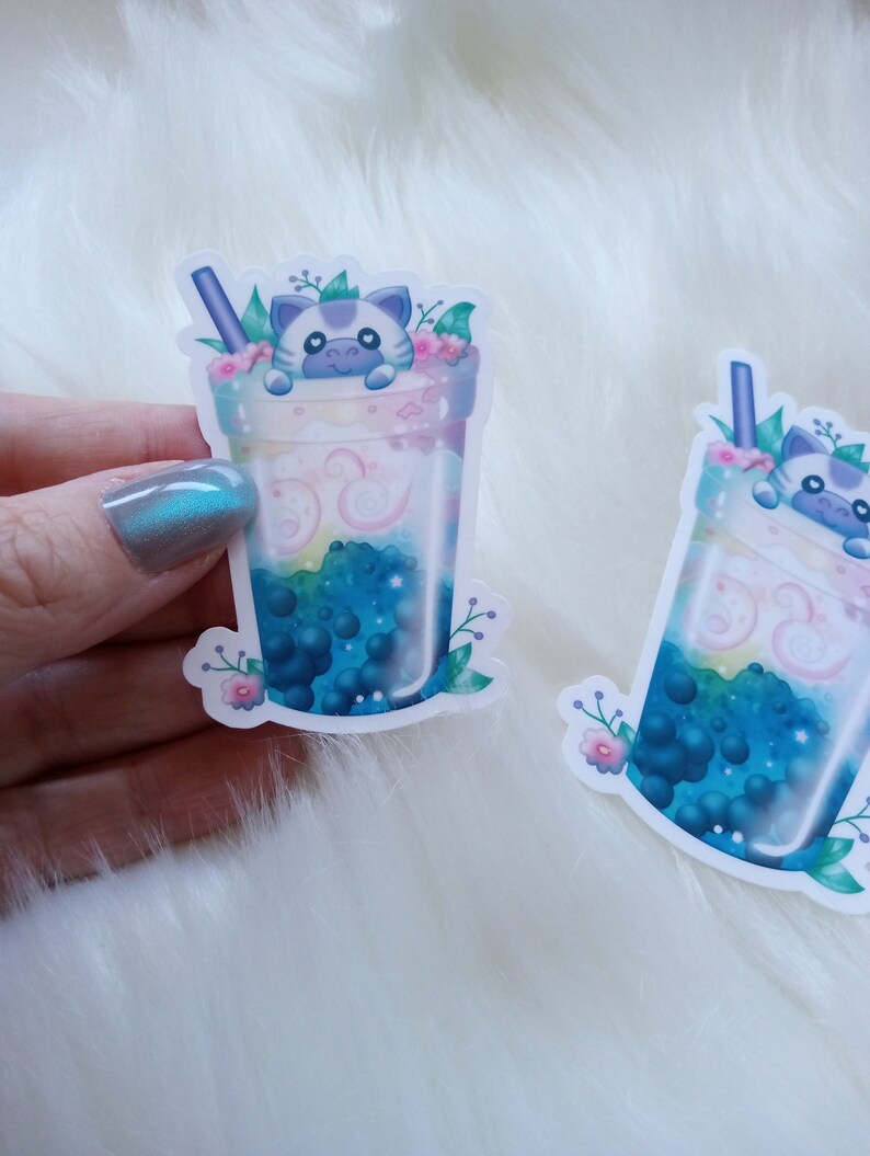 Cute Kawaii Purple Zebra in Boba Tea Cup With Magic Swirls and Flowers ...