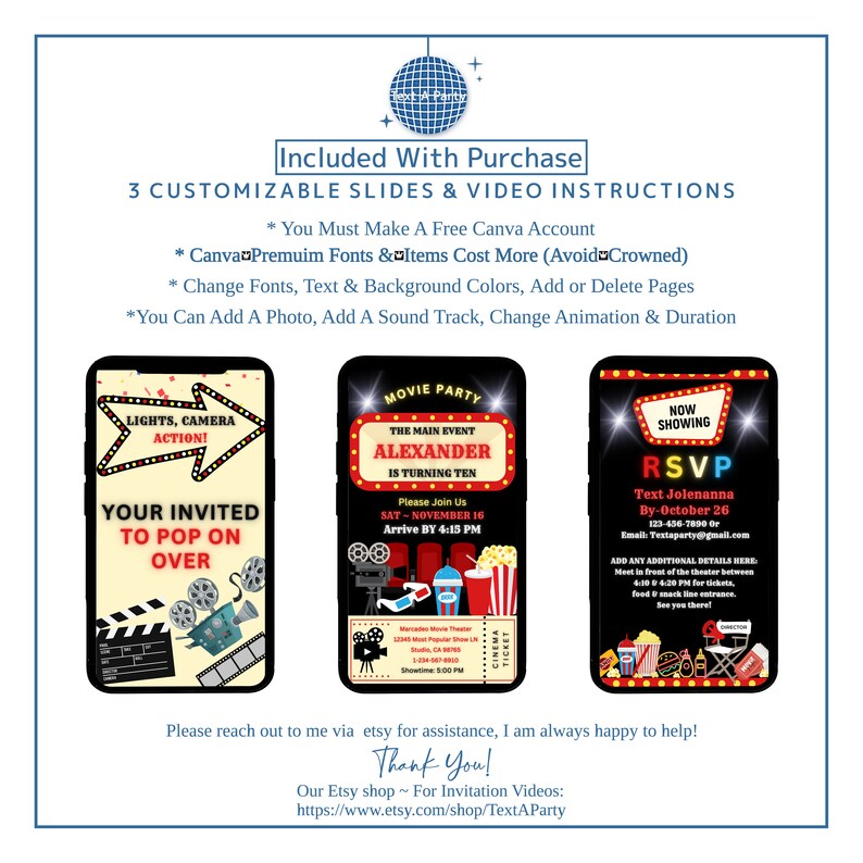 Movie Birthday Invitation: Lights, Camera, Action Backyard Cinema ...