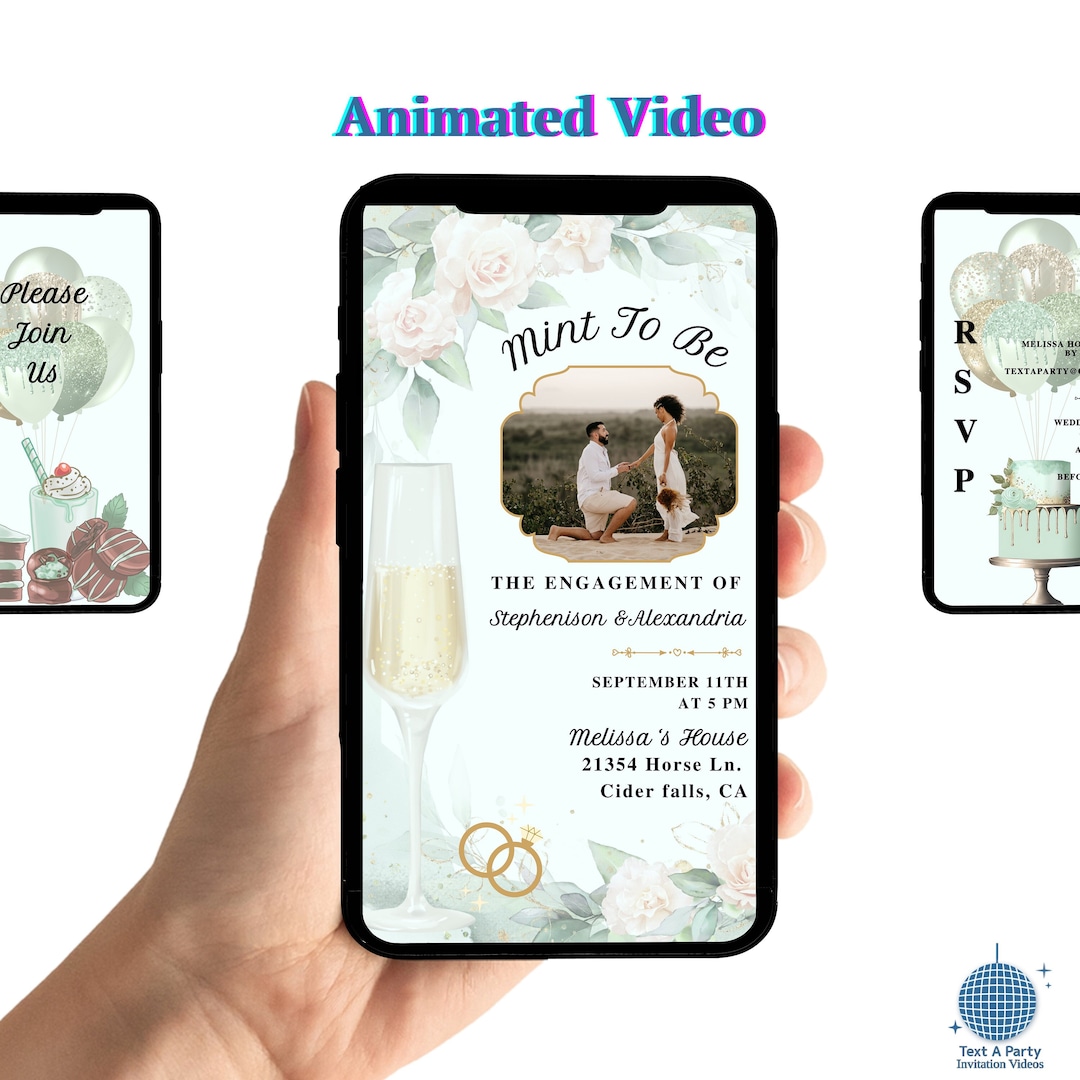 Animated Engagement Party Invitation Video Text Couples - Etsy