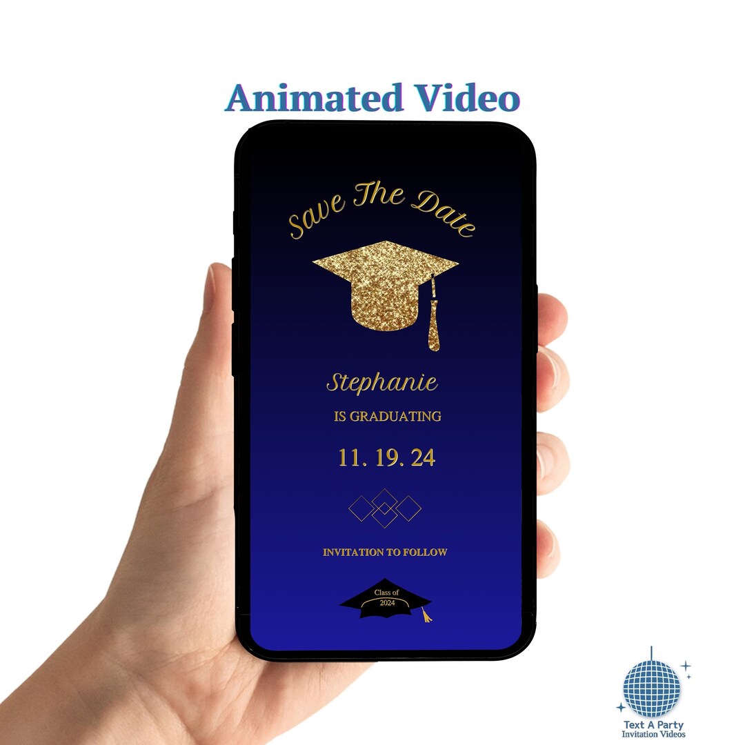 Musical Graduation Invitation, Blue Gold Grad Invite, College Grad ...