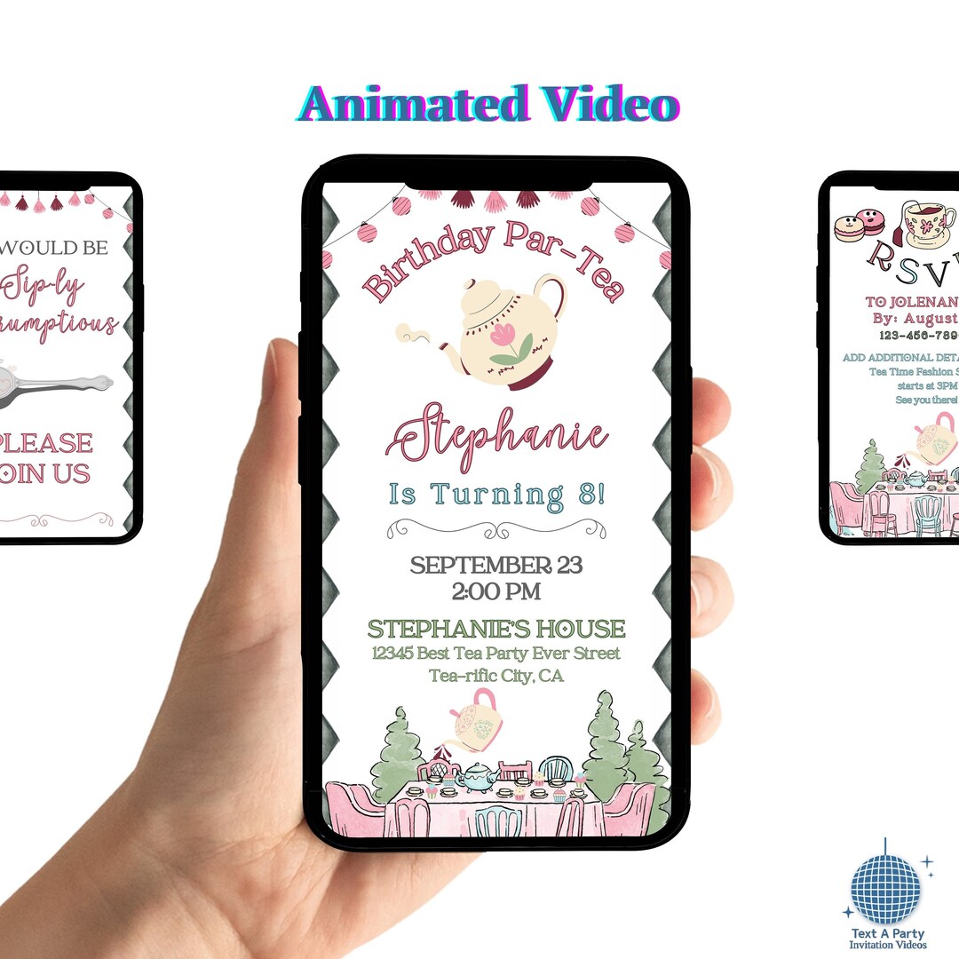 Music Tea Party Birthday Invitation, Digital Par-tea Invite, 5 to 9 ...