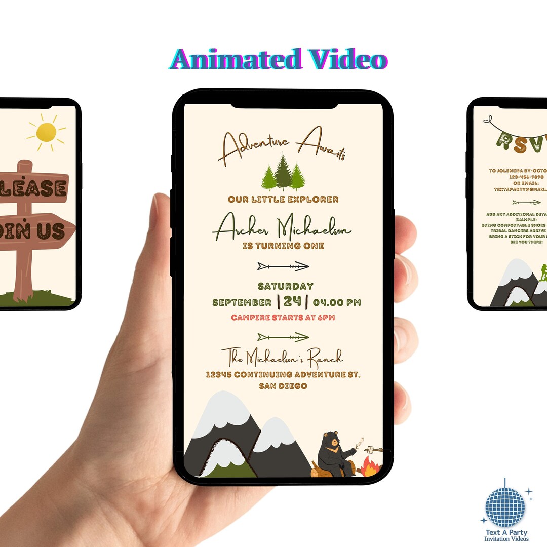 Animated Adventure Awaits Invitation, Music Adventure Invite, Boy 1st ...
