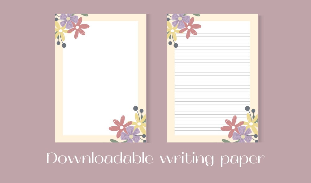 Flowers Border Printable Writing Paper With and Without Lines ...