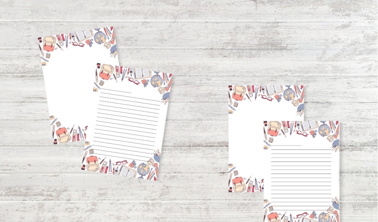 Printable Digital Diary Writing Paper With and Without Lines, Letter ...