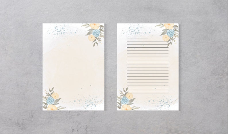 Printable Digital Diary Writing Paper With and Without Lines, Letter ...