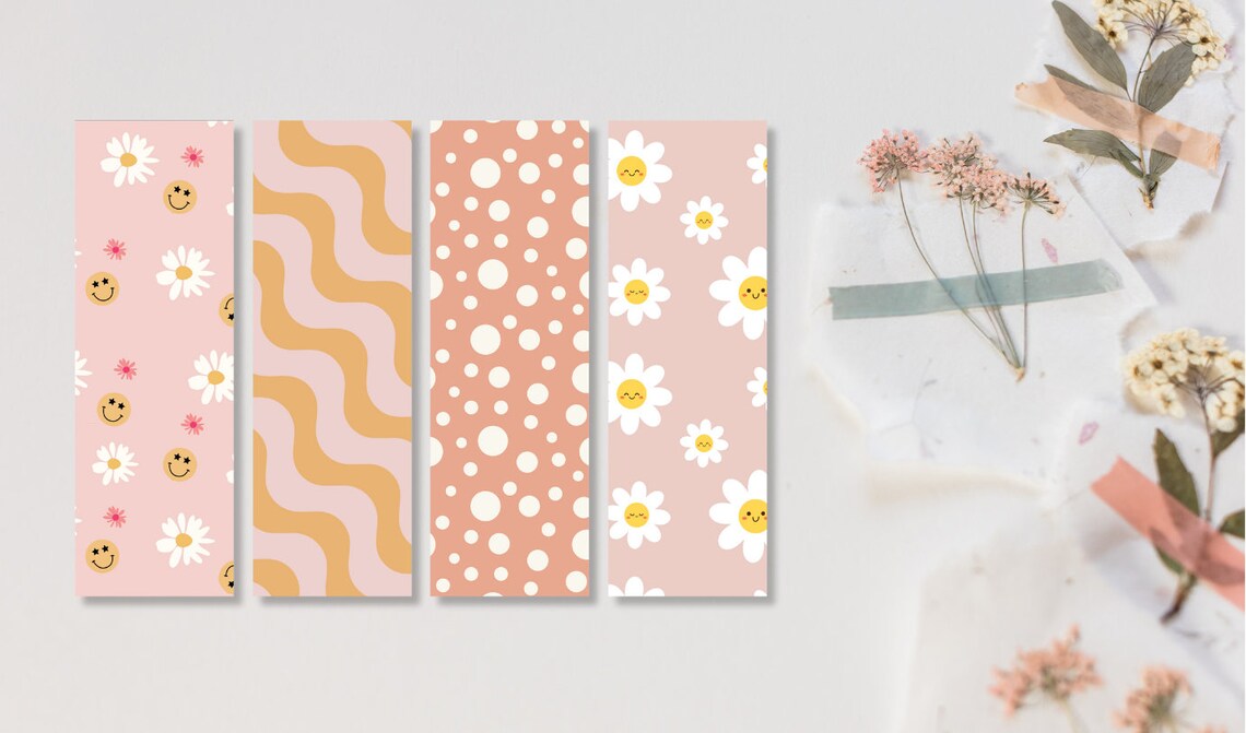 Printable Retro Smiley Bookmarks Template, Printable Bookmarks Set of 8 ...
