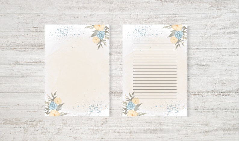 Printable Digital Diary Writing Paper With and Without Lines, Letter ...