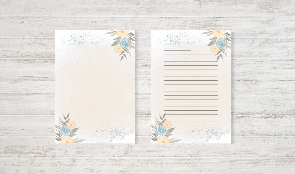 Printable Digital Diary Writing Paper With and Without Lines, Letter ...