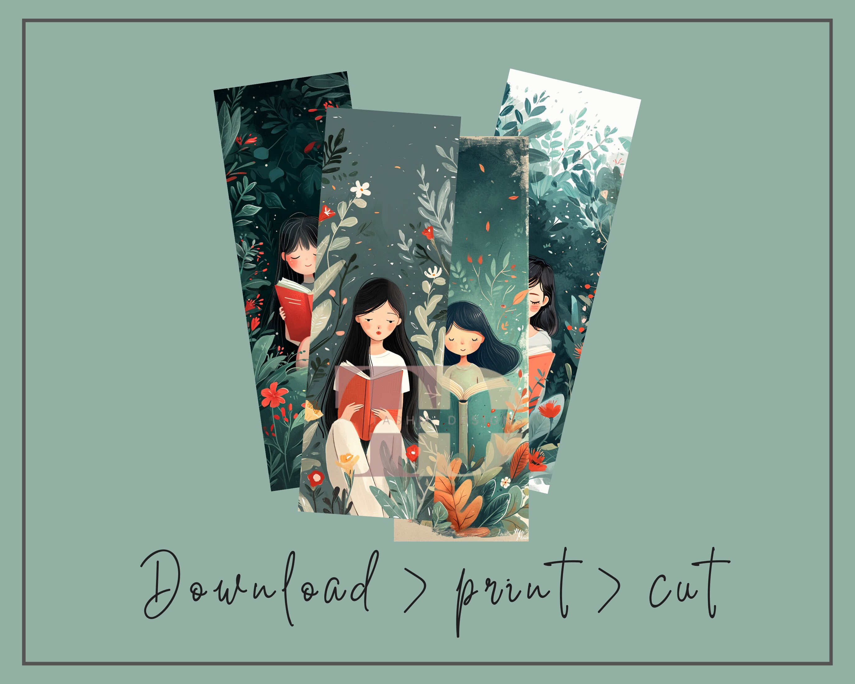 Printable Girls' Bookmarks Instant Download, Printable Bookmarks Set of ...