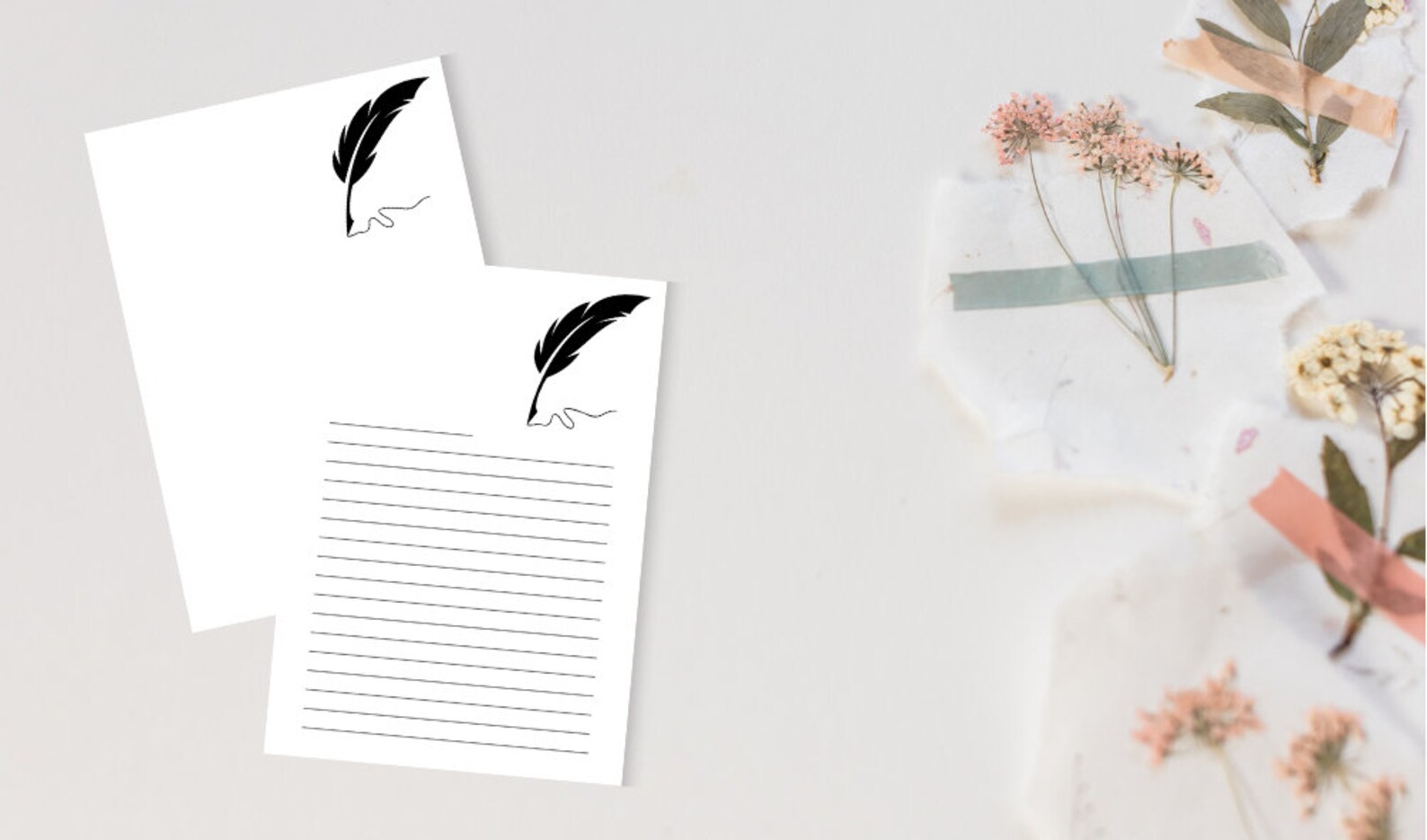 Printable and Digital Writing Paper With and Without Lines, Letter ...