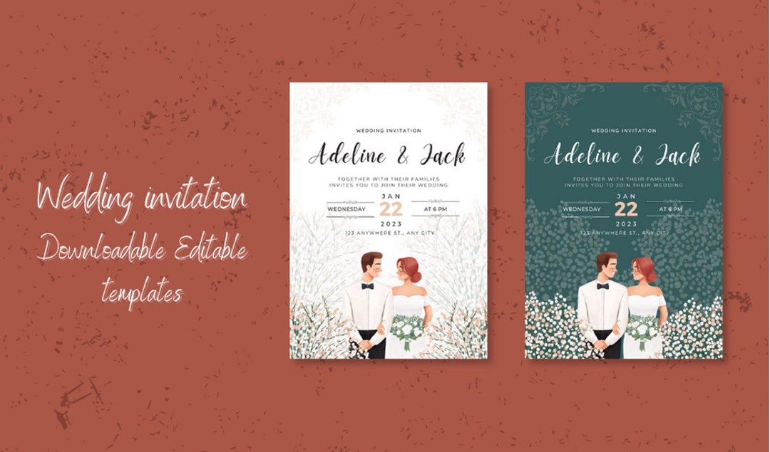 Wedding Invitation Card Canva Design Template, Wedding Card Template ...