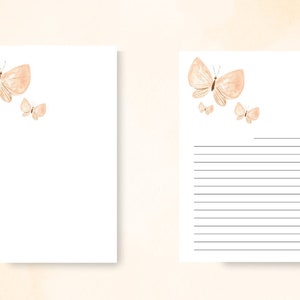 Butterfly Design Printable and Digital Writing Paper With and Without ...