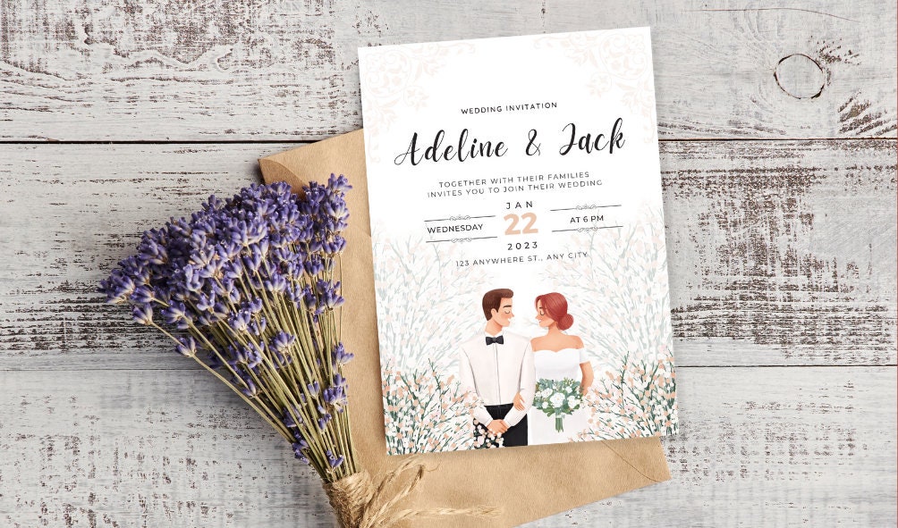 Wedding Invitation Card Canva Design Template, Wedding Card Template ...