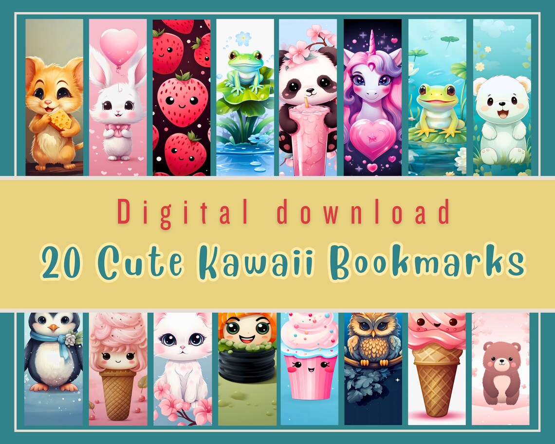 Printable Cute Kawaii Cartoon Bookmarks Template, Printable Bookmarks ...