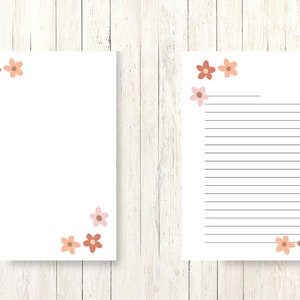 Cute Flowers Printable Writing Paper With and Without Lines, Dairy ...