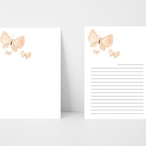 Butterfly Design Printable and Digital Writing Paper With and Without ...