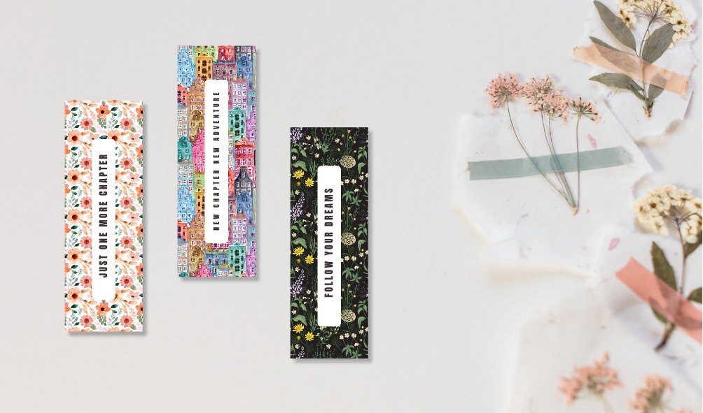 Printable Bookmarks Template, Printable Bookmarks Set of 7, Bookmarks ...