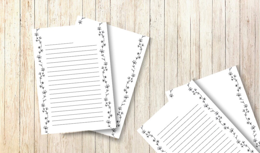 Floral Printable and Digital Writing Paper With and Without Lines ...