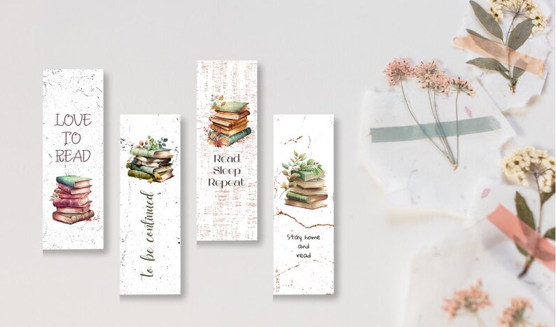 Printable Bookmarks Template, Printable Bookmarks Set of 4, Bookmarks ...