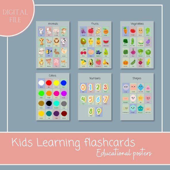 Kids Learning Flashcards INSTANT DOWNLOAD, Homeschool Prints, Kids ...