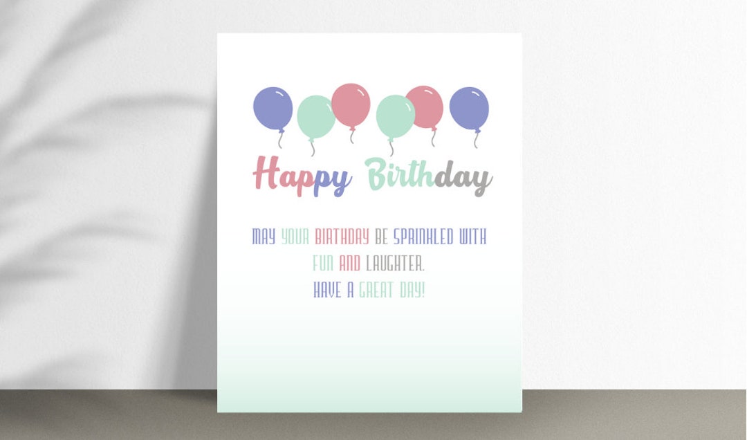 Printable Birthday Card Download, Birthday Card to Download - Etsy