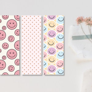 Printable Retro Smiley Bookmarks Template, Printable Bookmarks Set of 8 ...