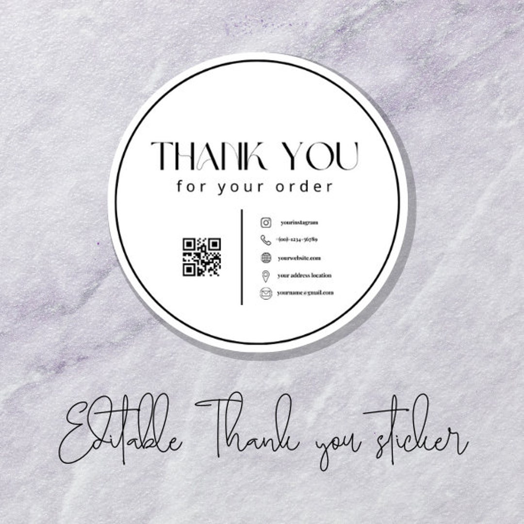 Editable Printable Thank You Sticker, Thank You Label Template ...