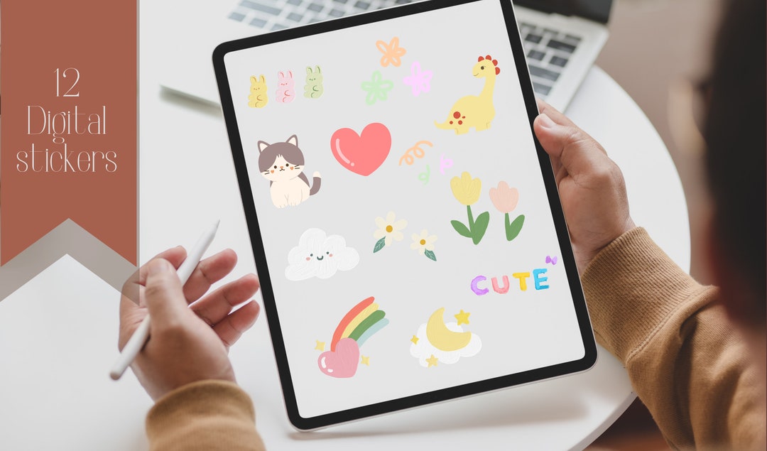 Pack of 12 Cute Downloadable Digital Stickers for Notes or Goodnotes on ...