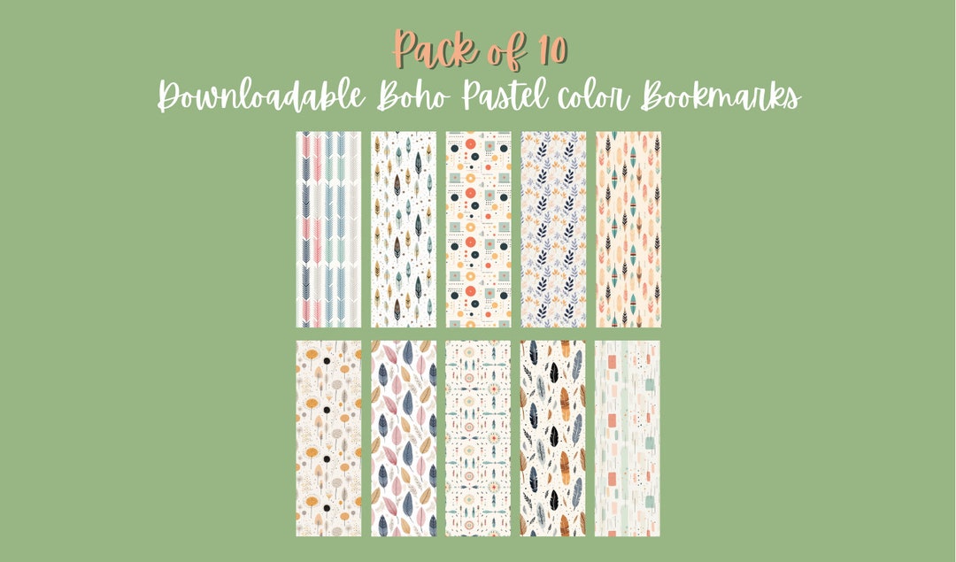 Printable Boho Pastel Color Bookmarks Template, Printable Bookmarks Set ...