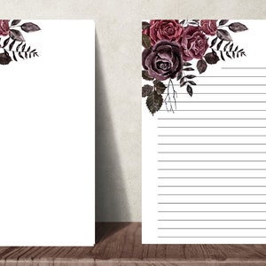 Printable Writing Paper With and Without Lines, Floral Diary Paper ...