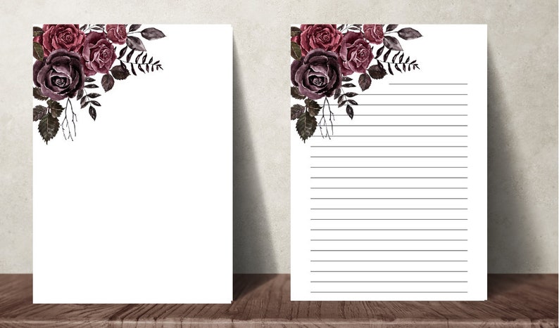 Printable Writing Paper With and Without Lines, Floral Diary Paper ...
