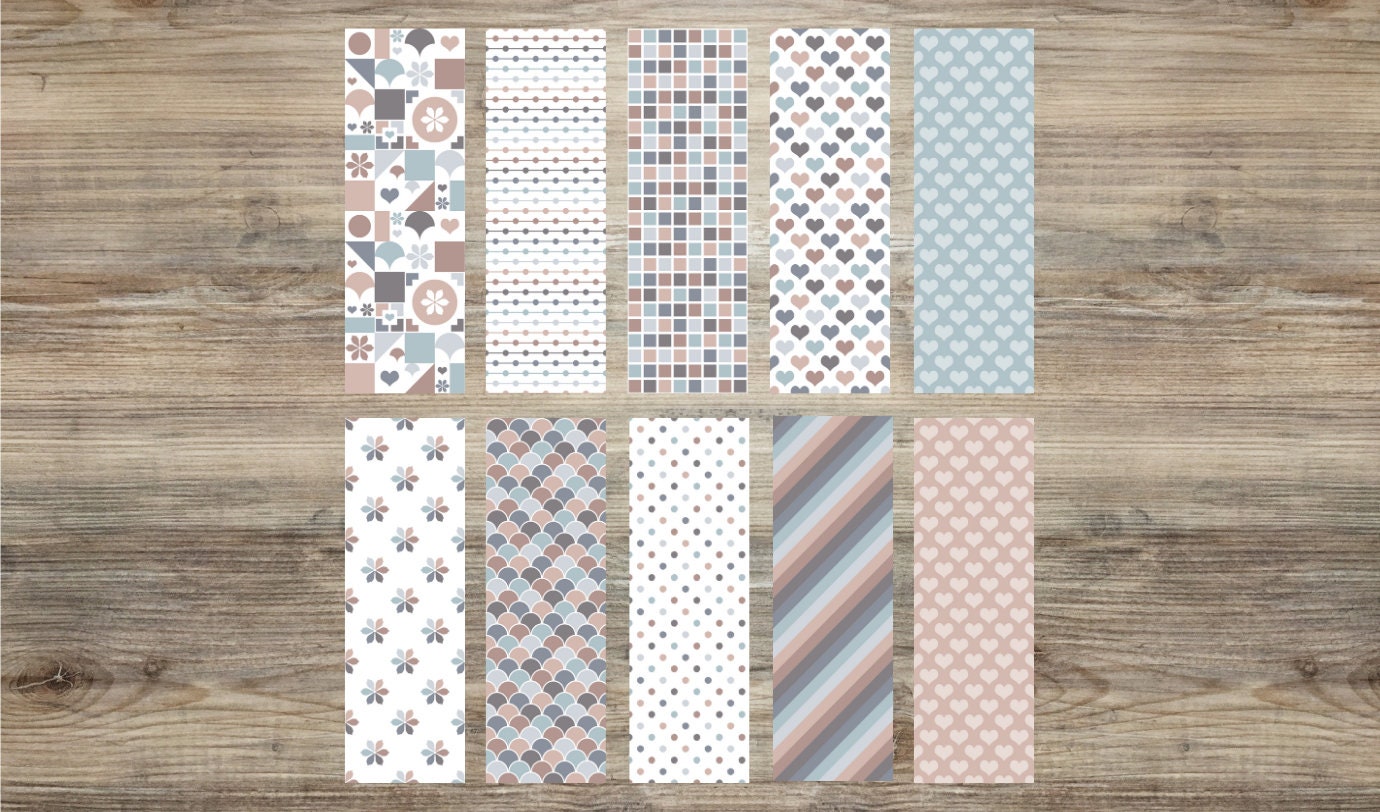 Printable Neutral Geometric Bookmarks Template, Printable Bookmarks Set ...