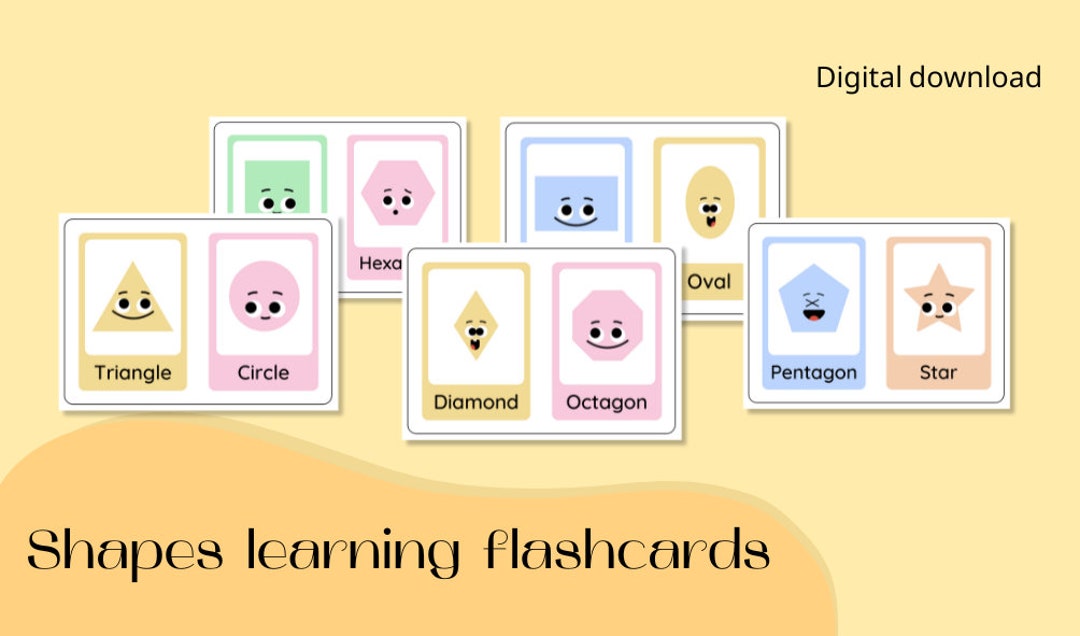 Geometric Figures Shapes Flash Cards for Kids INSTANT DOWNLOAD ...