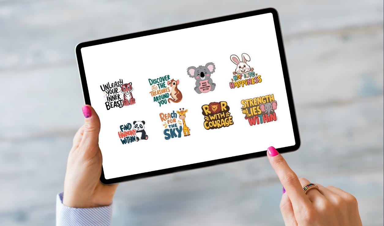 17 Cute Animals Digital Stickers for Goodnotes on Ipad, Digital Print ...