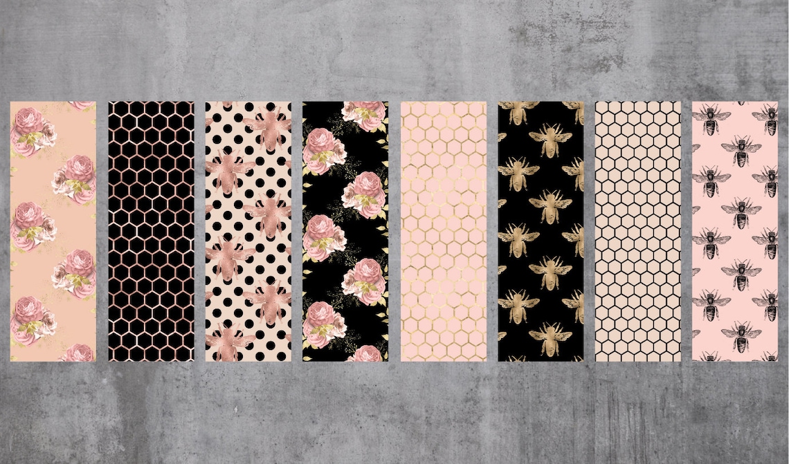Printable Bee Bookmarks Template, Printable Bookmarks Set of 8 ...